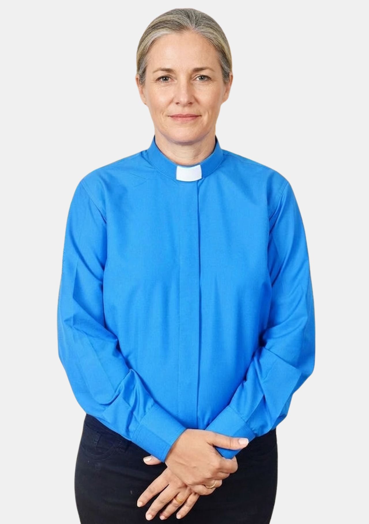 Royal Blue Women's Clergy Shirt Full Sleeves Featuring a Tab Collar ...